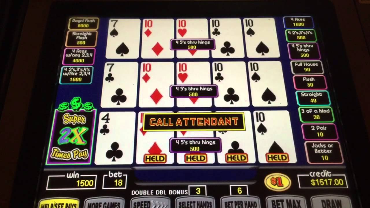 Super Times Pay $1 Four 10's with 2x multiplier Handpay - YouTube