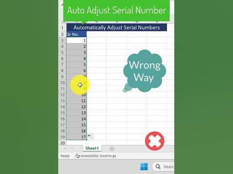 Excel Trick 3:Auto Adjust Serial Number 🤩#shorts#excel #msexcel #exceltips #exceltricks # ...