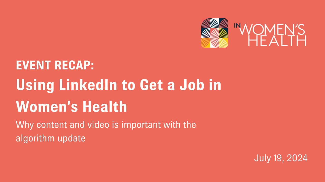 How to Use LinkedIn In Your Women's Health Job Search - YouTube