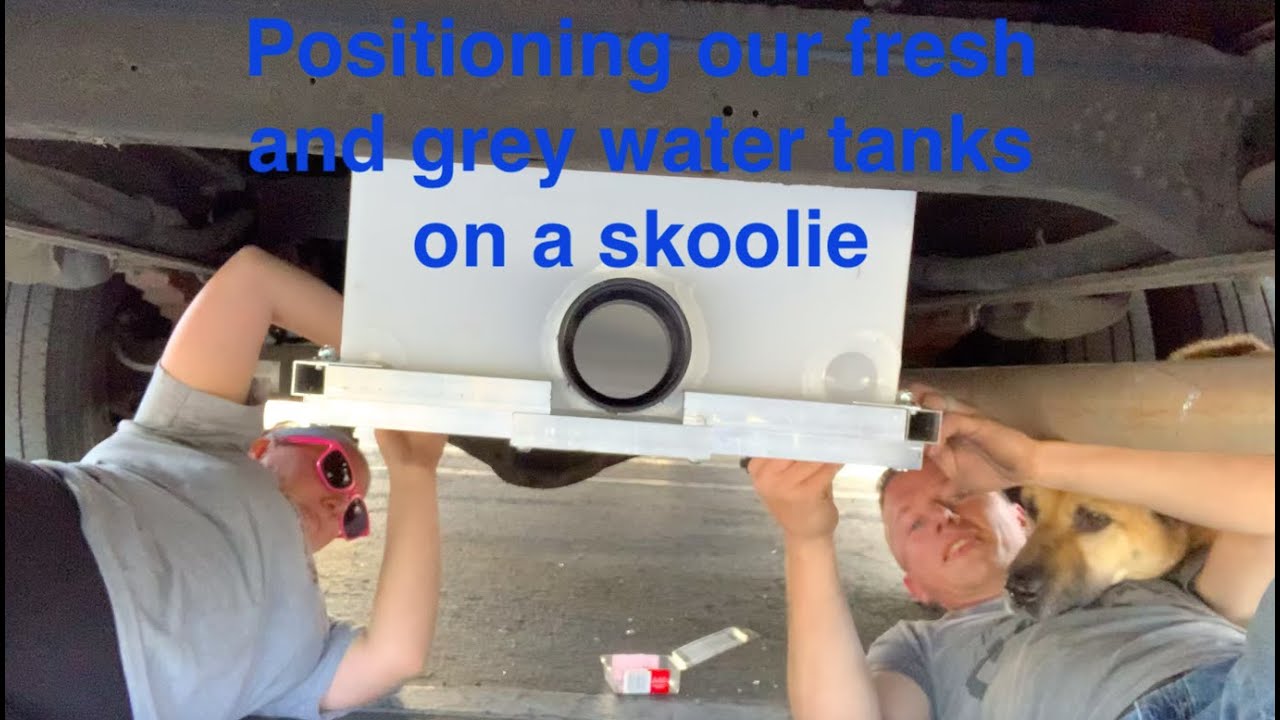 Positioning our Fresh and Grey Water Tanks on a Skoolie - YouTube