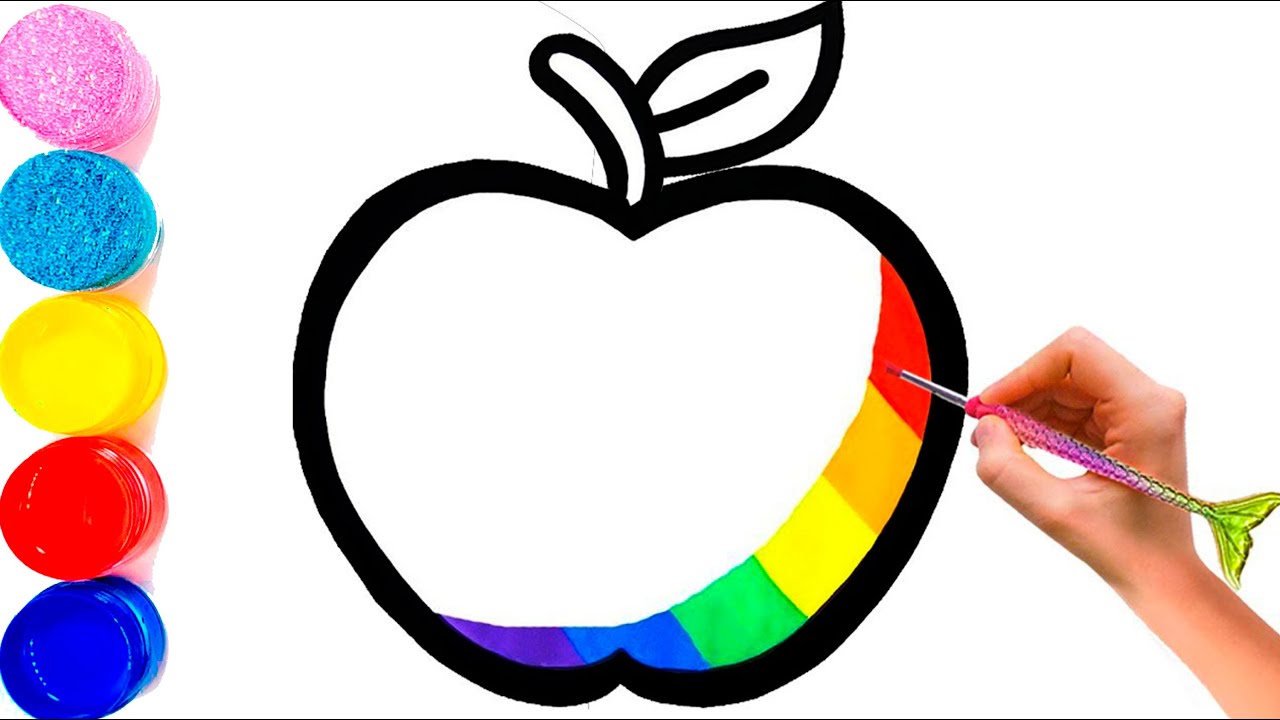 Bolalar uchun olma rasm chizish/Drawing Apple for children/Рисование ...