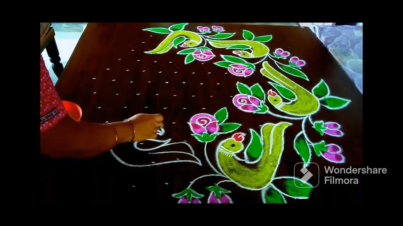 parrot Rangoli//11_6//easyrangoli//kolam//simple rangoli designs - YouTube