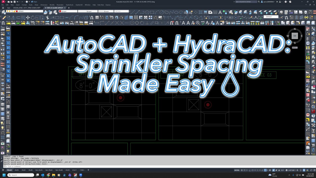 AutoCAD Sprinkler Head Spacing Tutorial | NFPA 13 - YouTube