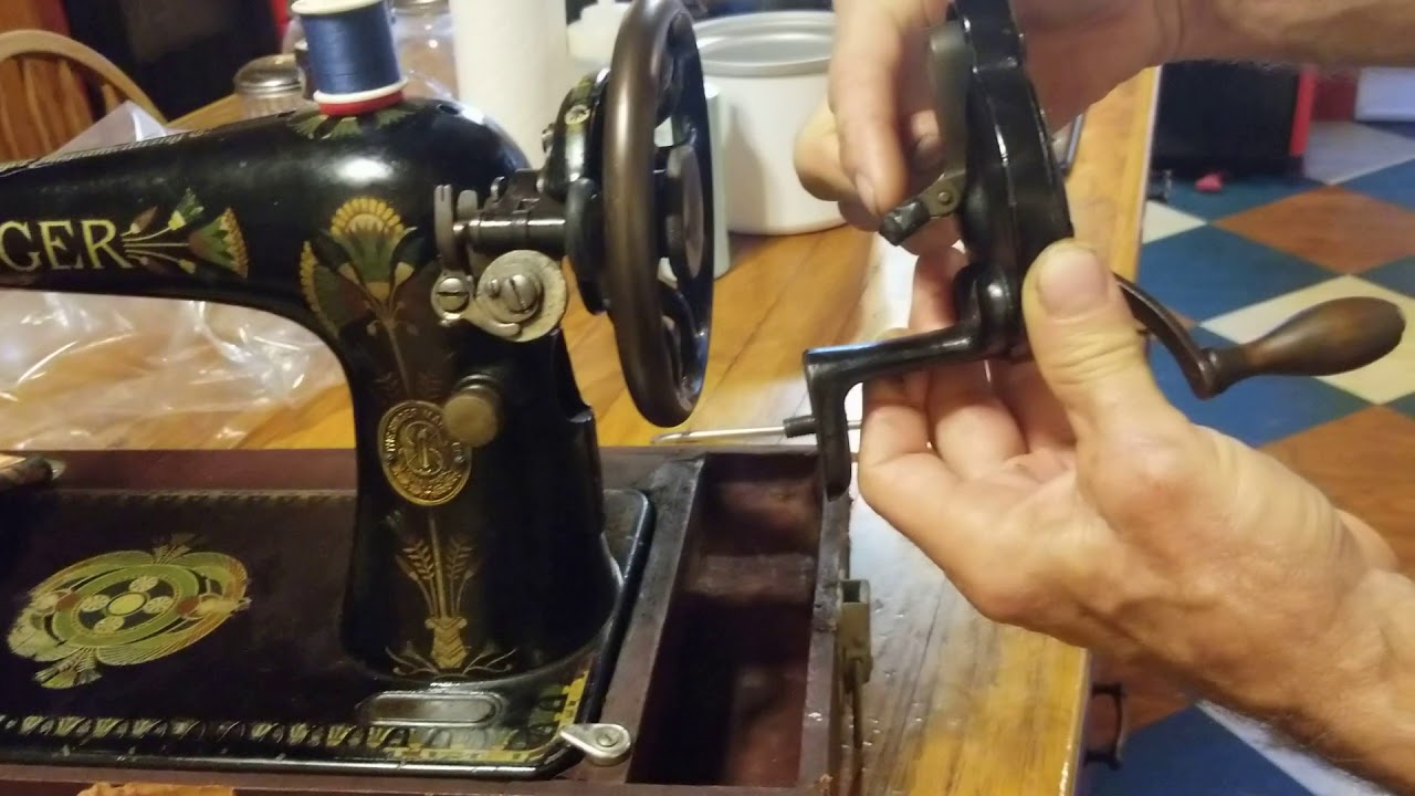 How to attach and remove the handcrank on a sewing machine. - YouTube