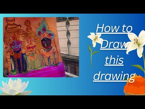 How to draw Jaganath Balaram drawing with puri mandir??(Artist Sowmitra ...