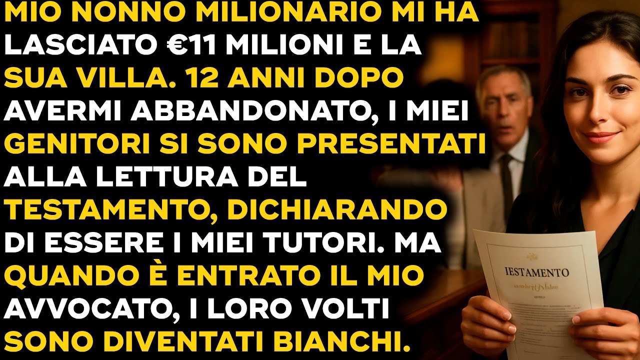 Mio nonno milionario mi lasciò 11 milioni e la villa, ai miei genitori ...