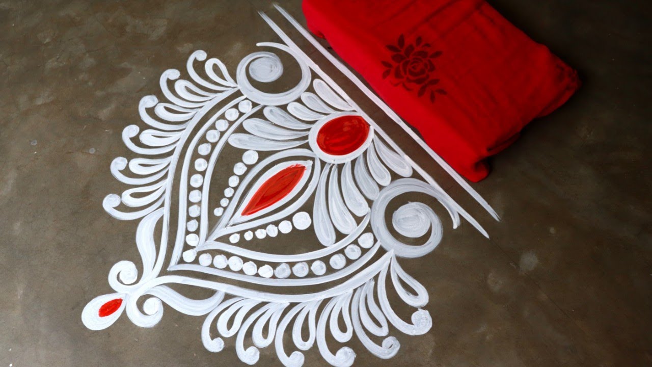 easy alpona design for beginners / simple alpona design for laxmi puja ...