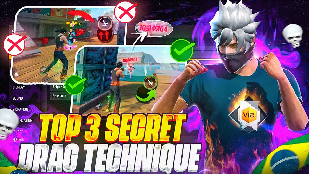 TOP 3 SECRET 🤫 BRAZILLIAN 🇧🇷 DRAG TECHNIQUES IN FREE FIRE 🔥/ FREE FIRE ...