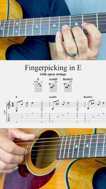Beautiful simple chords! Basic fingerpicking pattern with open strings ringing! - YouTube