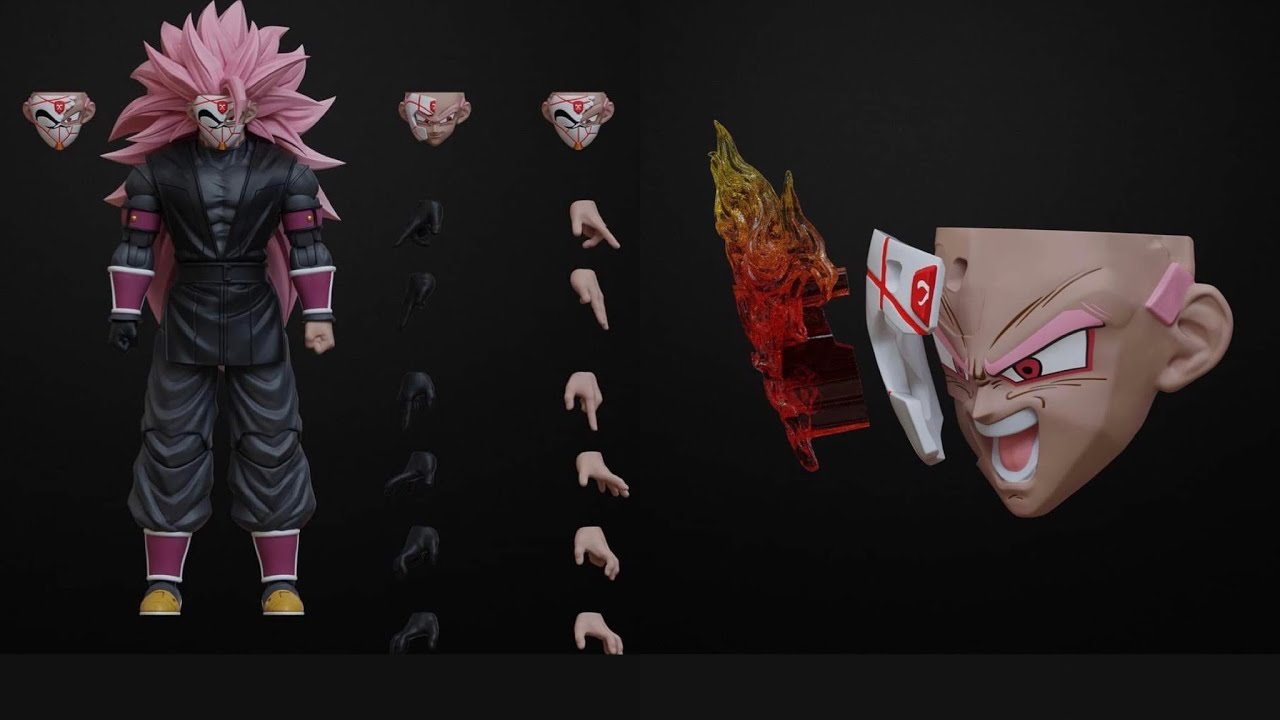 New dragon ball black goku pink hair figure revealed king studios - YouTube