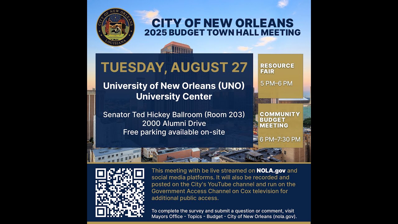 2025 Budget Town Hall | City of New Orleans | August 27, 2024 - YouTube
