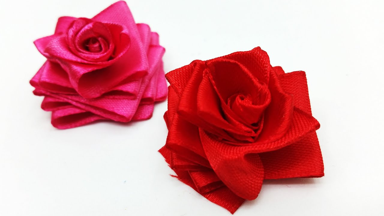 Rose Flower | Rose Flower Making Easy Tutorial With Ribbon | Handmade ...