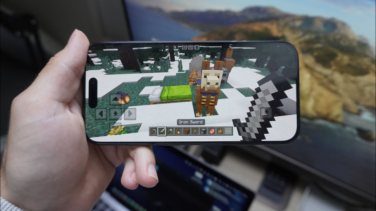 Playing Minecraft PE on NEW iPhone 15 Pro - YouTube