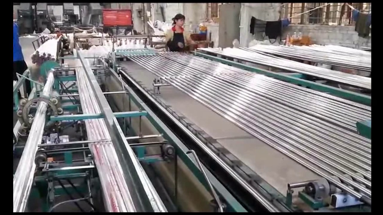 Decoration steel tube packing machine and automatic packing line - YouTube