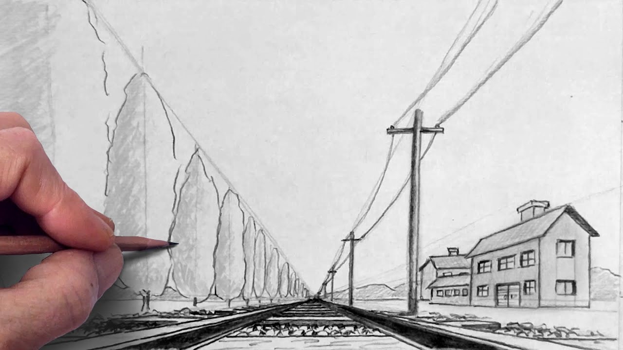 How to Draw a RAILWAY TRACK at Ground Level | Easy Drawing Tutorial ...