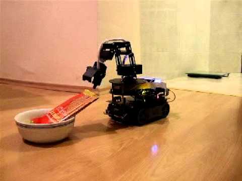 RP6 RA2 M32 Xbee - Arm Test - Robot bringing snacks :-) - YouTube
