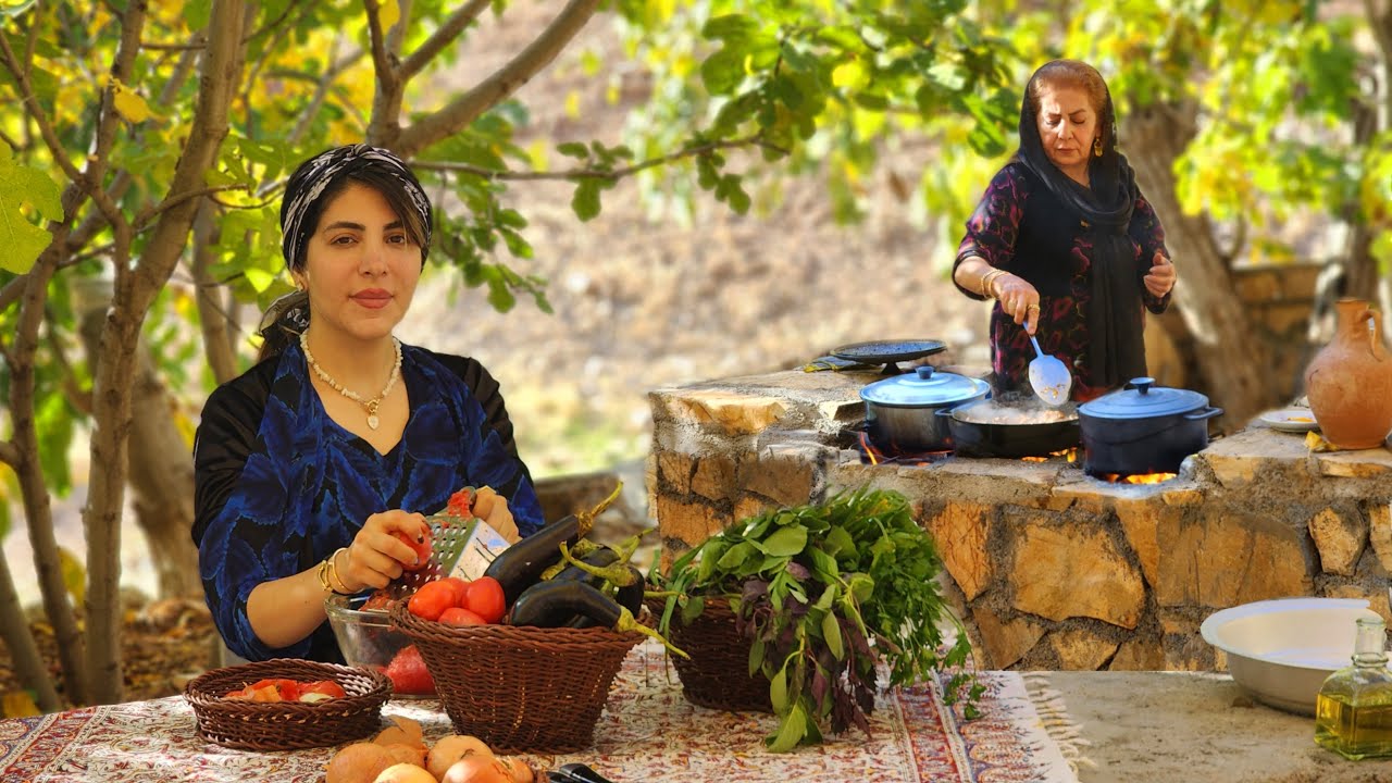 Cooking Another Traditional Iranian Food (Gheymeh Bademjan) in Village ...