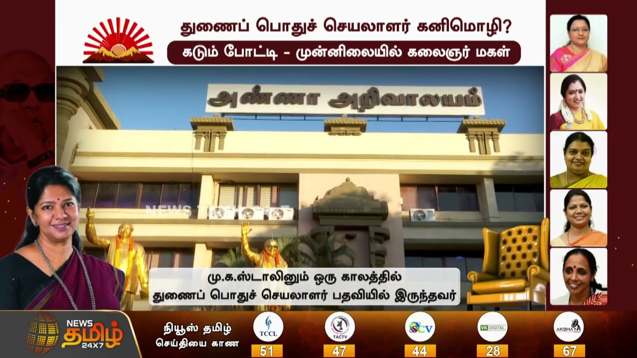 துணைப் பொதுச் செயலாளர் கனிமொழி? | கடும் போட்டி - முன்னிலையில் கலைஞர் ...