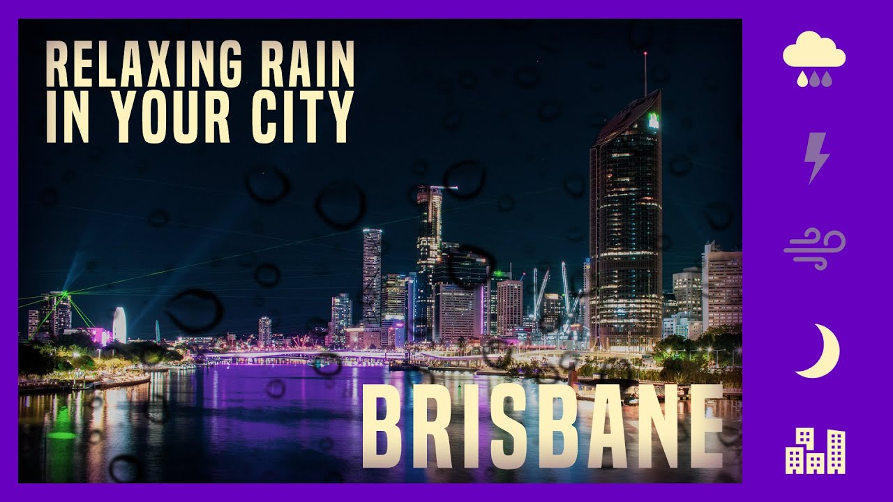 2 HOURS Gentle Rain with view on BRISBANE Skyline | Relax Focus Deep ...