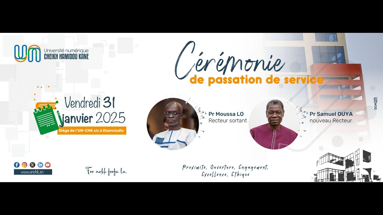 Passation de service entre le Pr Moussa LO et le Pr Samuel OUYA - YouTube