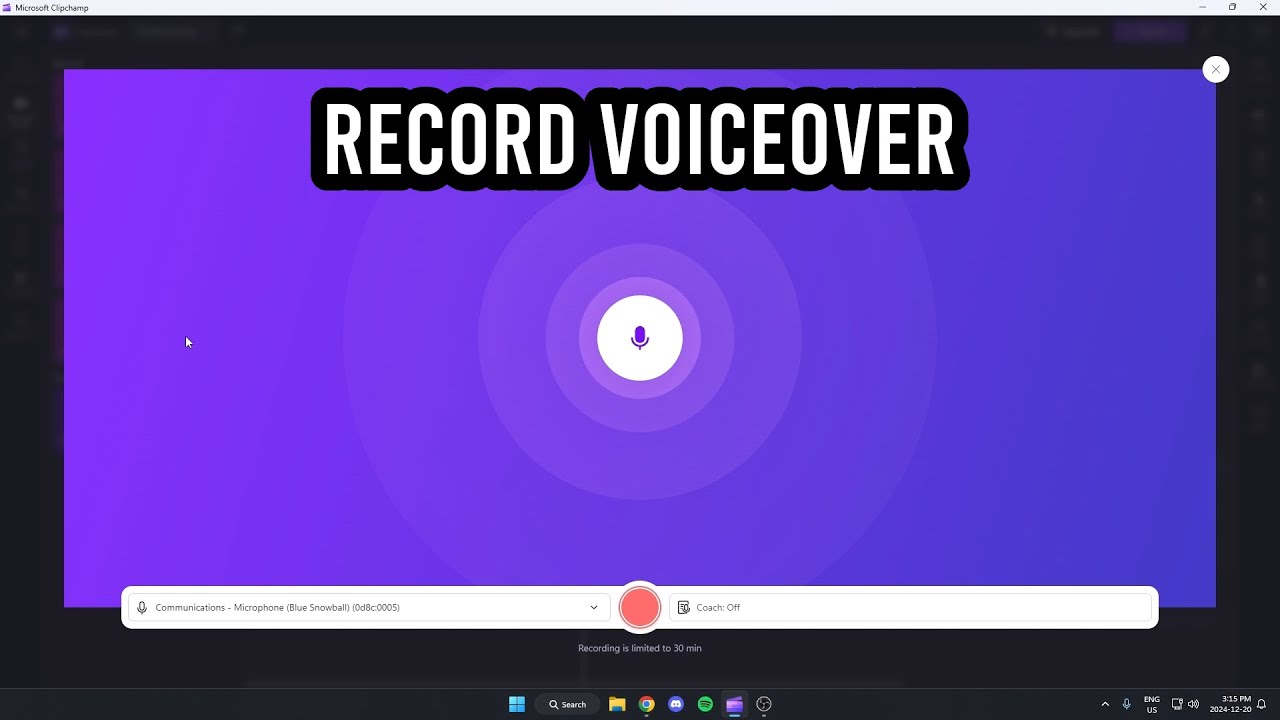 How To Add A Voiceover in Clipchamp - YouTube