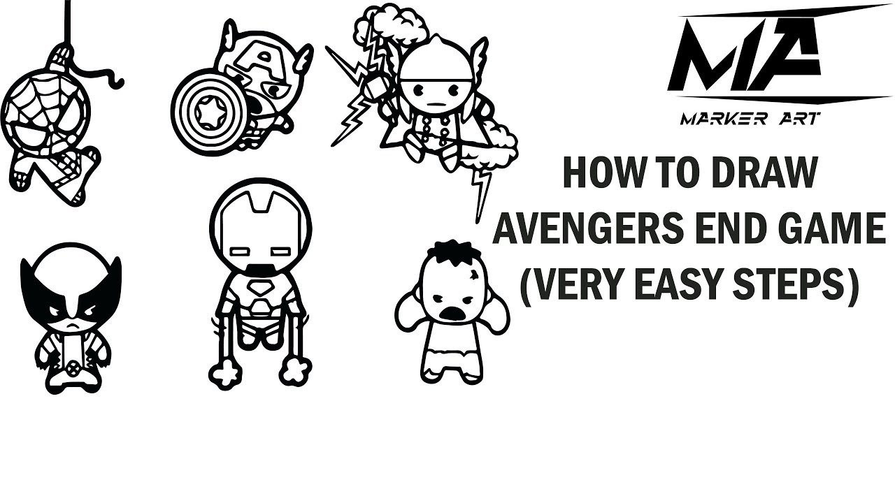 AVENGERS END GAME DRAW ( BABY VERSION) STEP BY STEP DRAWING - YouTube