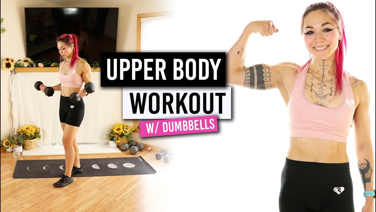 35 Min KILLER Upper Body Workout w/ Dumbbells | Arms, Chest, Back ...