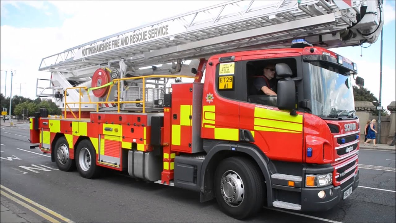 Nottinghamshire Fire And Rescue Service Ariel Ladder Platform Arriving ...