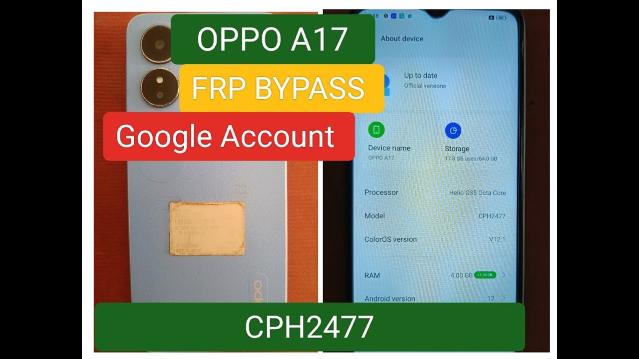 OPPO A17 Frp Bypass & Google Account (CPH 2477) Account Bypass - YouTube