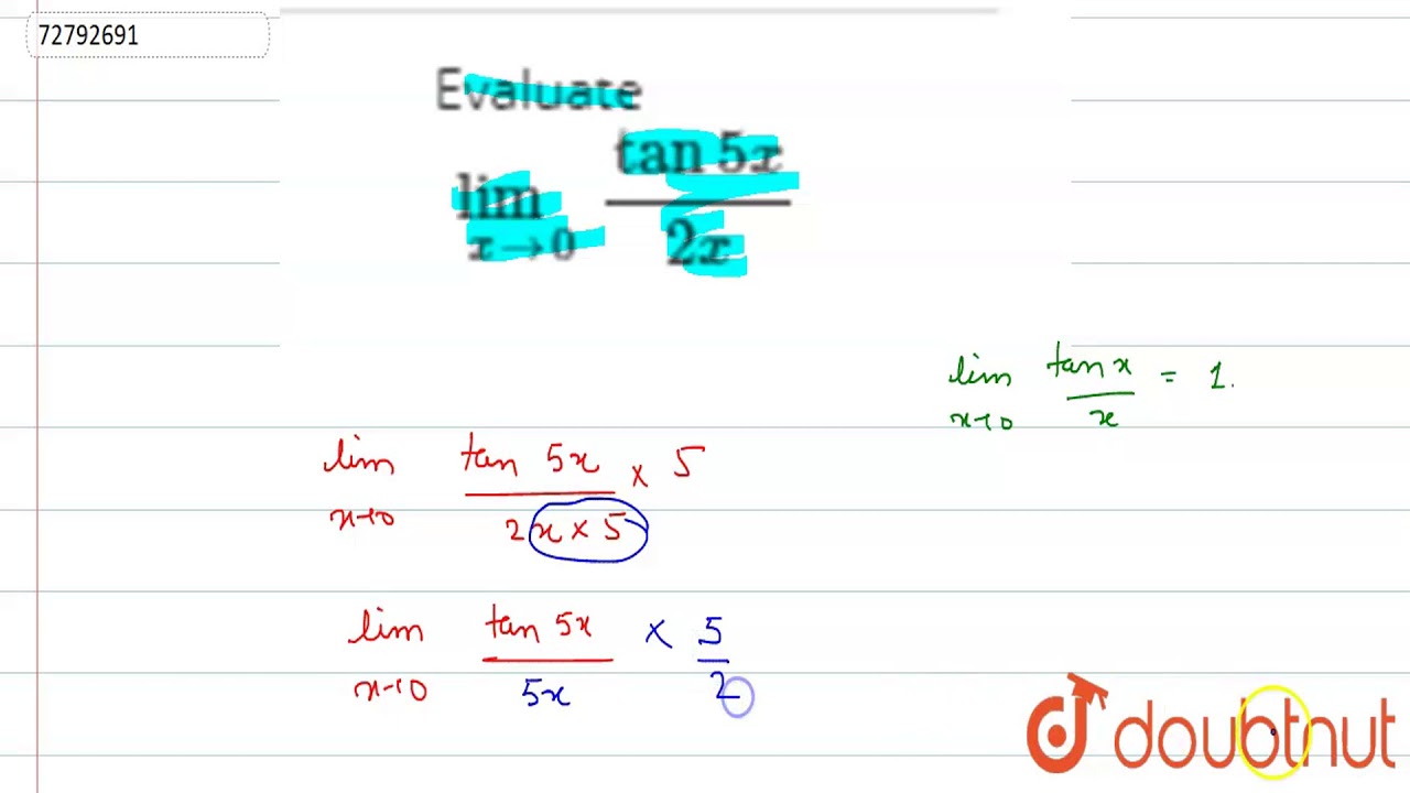 evaluate-underset-x-to-0-lim-tan-5x-2x-youtube