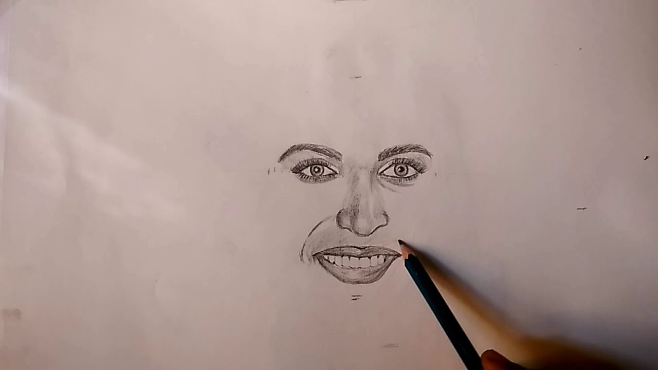 Part 1 How to draw Female smiley face//Deepika ki pencil sketch - YouTube
