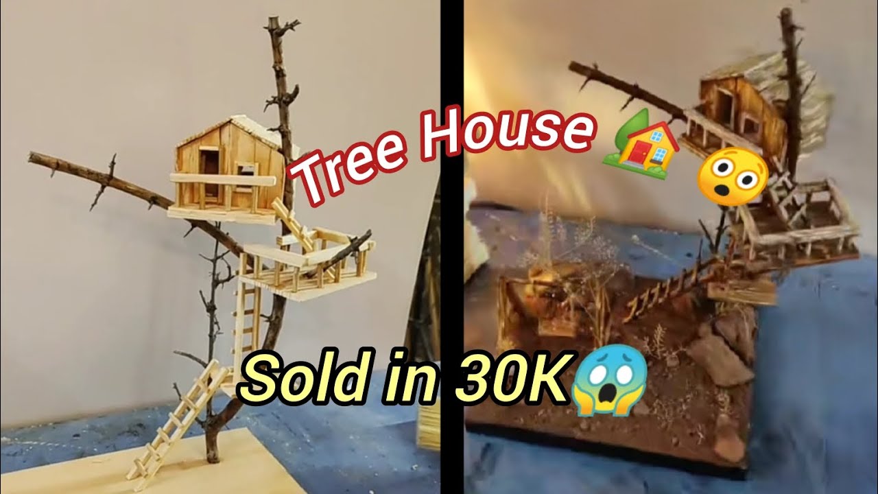 DIY Miniature Tree house with wood 😲🏡💕 - YouTube