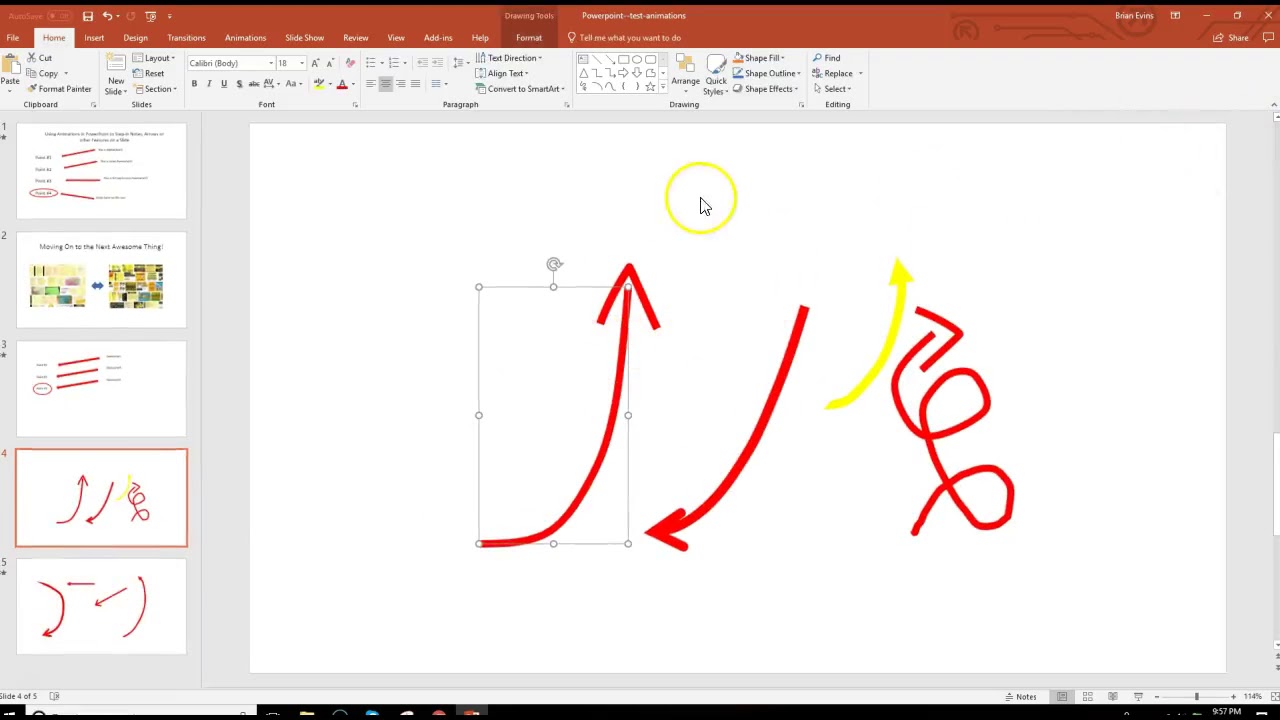 Adding Hand Drawn Arrows on Click in Powerpoint 2016 - YouTube