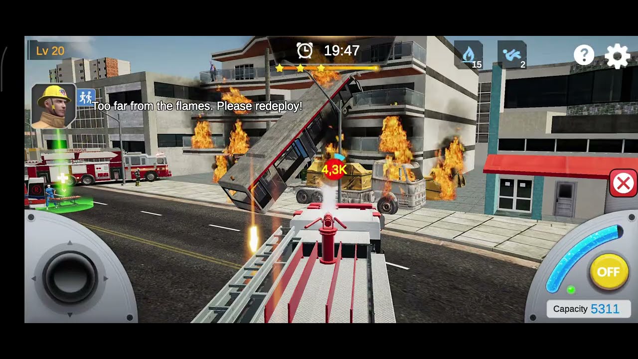 Firefighter Extinguishes Fire on the Roof of the Cars - Real Fire Truck ...