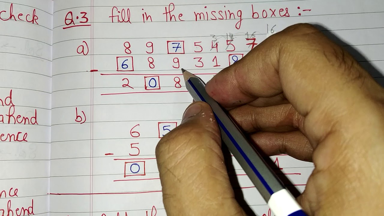 Class V How To Find The Missing Digits While Subtraction YouTube Class V How To Find The Missing Digits While Subtraction YouTube