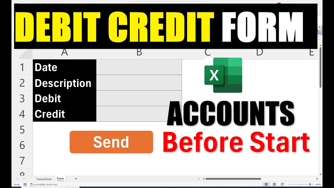 Debit and Credit Form Account Management in Excel - YouTube