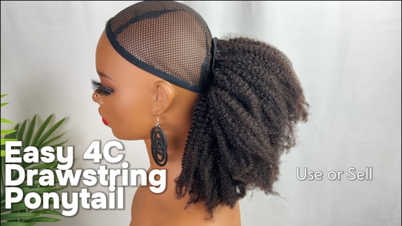 DIY 4C Human Hair Drawstring Ponytail from Scratch | Ponytail Tutorial ...