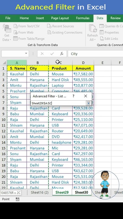 Advanced Filter in Excel #excel #exceltips #exceltutorial #msexcel # ...