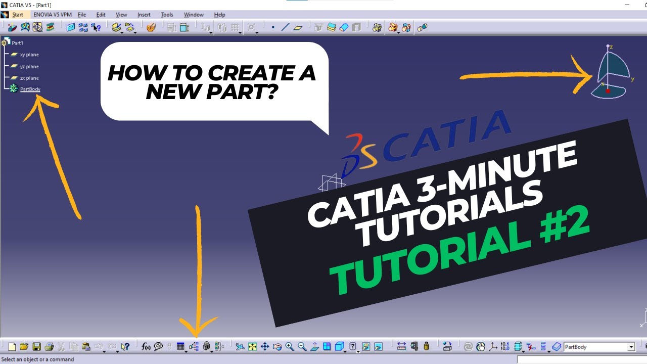 CATIA 3-minute Tutorials: Tutorial #3 - Part Design Workbench Interface ...
