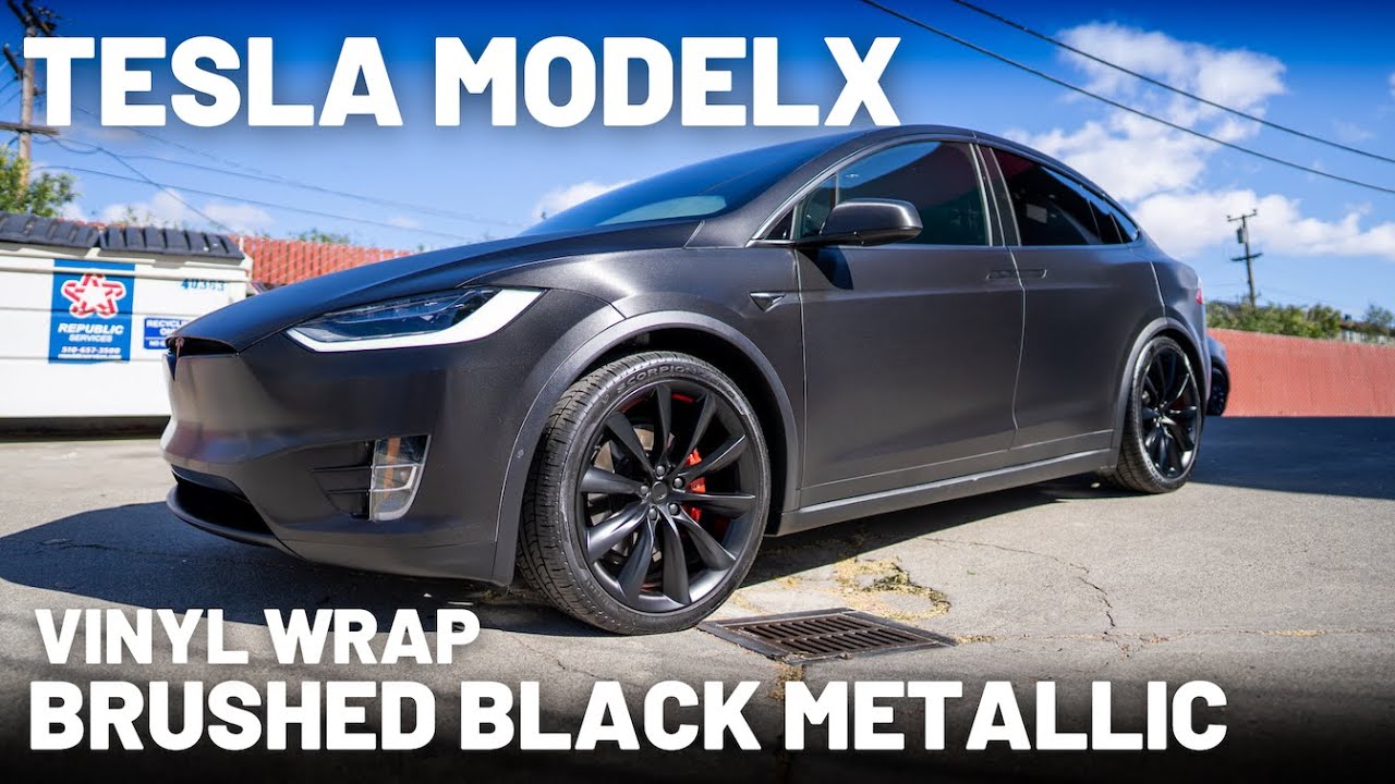 BRUSHED BLACK METALLIC WRAPPED - Tesla Model X - YouTube