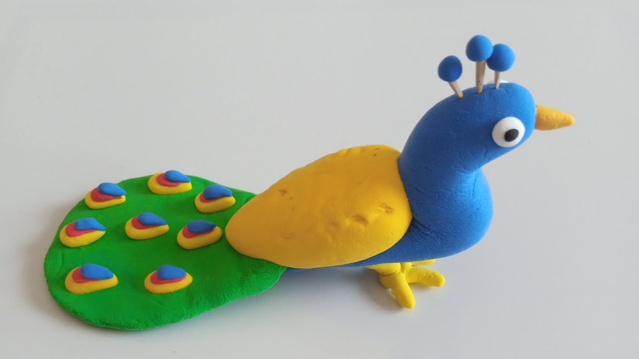 how to make peacock clay with me- /Easy mode crafts tutorial - YouTube