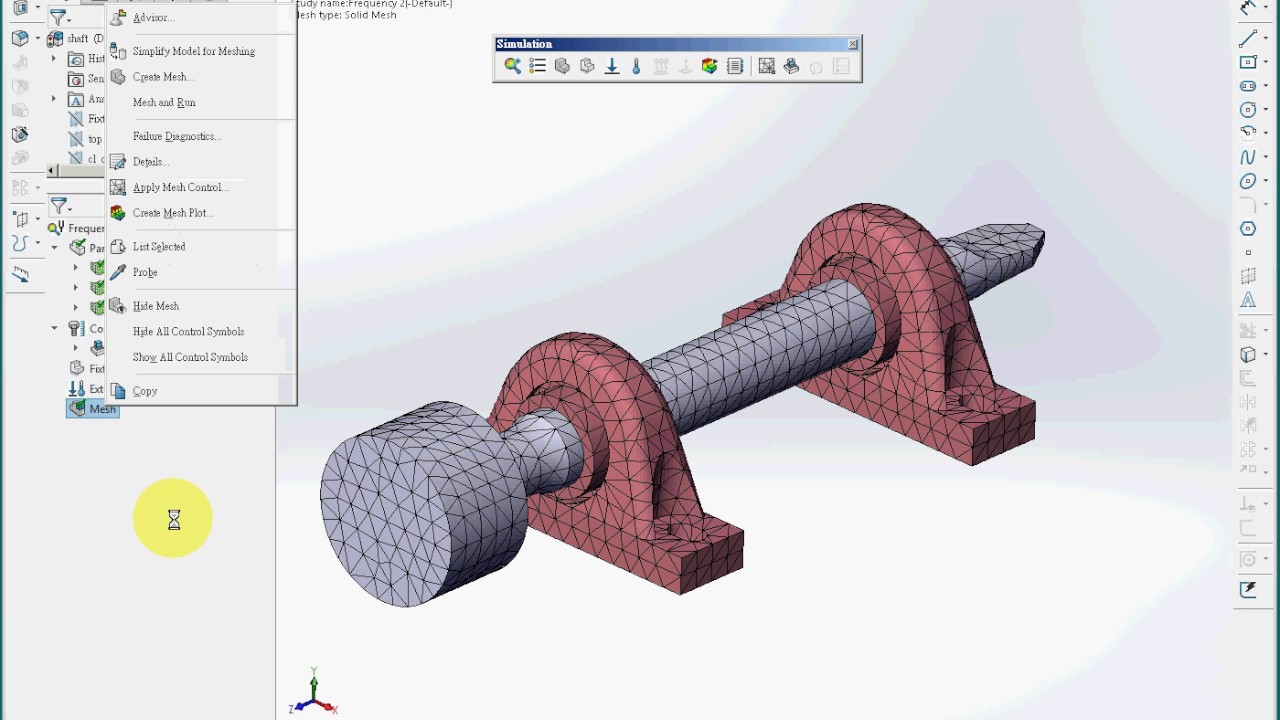 SolidWorks CAE 7 3 Modlal Analysis with mass change - YouTube