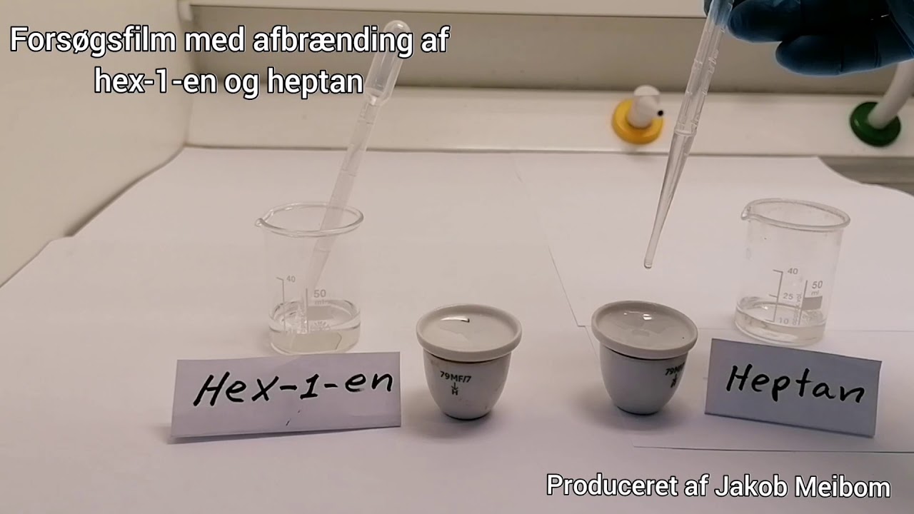 Afbrænding af hex-1-en og heptan - YouTube