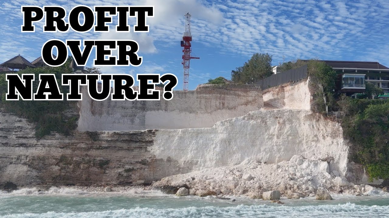 Hotel Bulldozers Collapse Bali Cliff, Destroys Beach - Drone Shots and ...