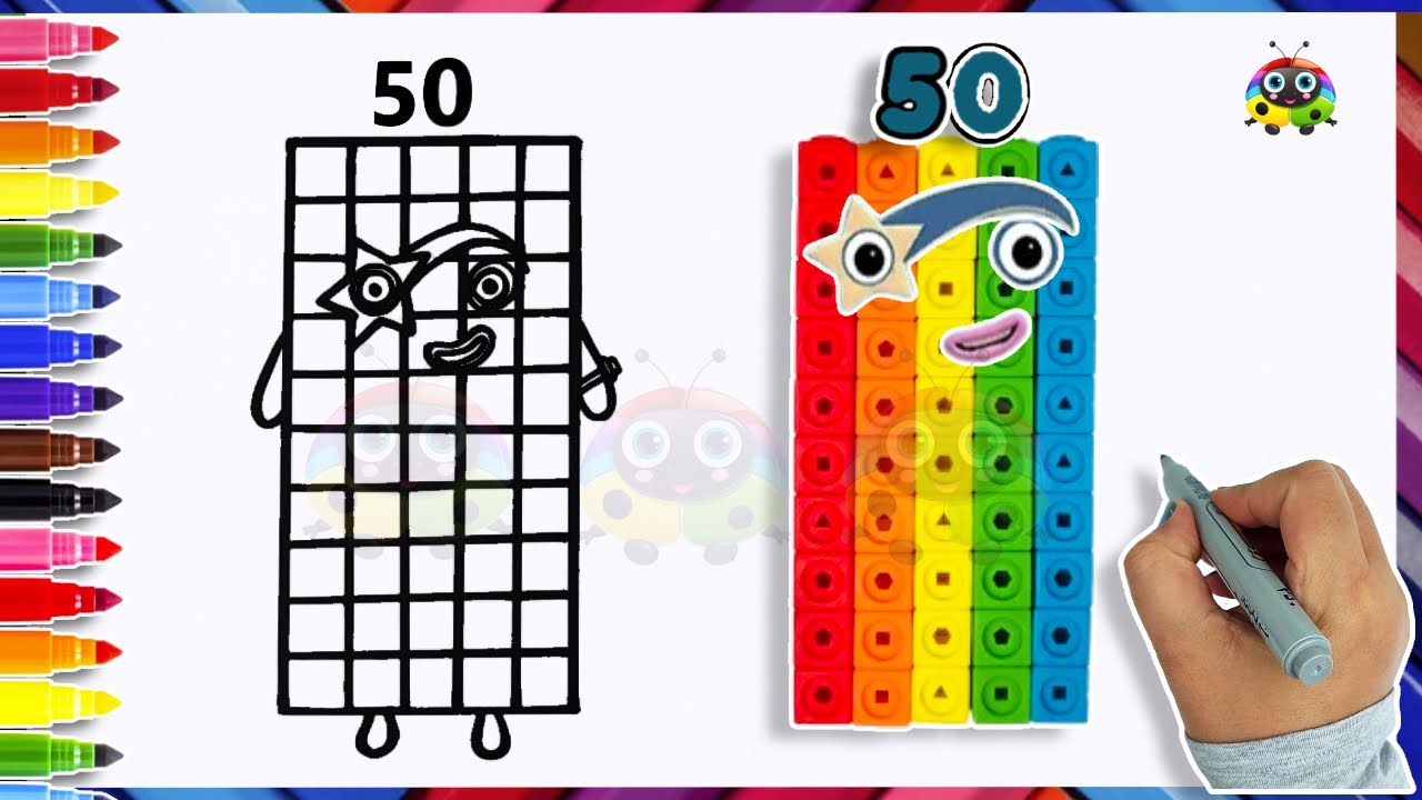 NUMBERBLOCKS 50 & 60 Drawing and Coloring For Kids & Toddlers | How To ...