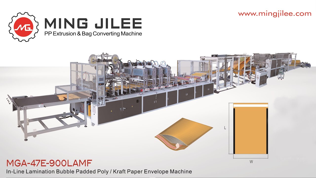 In-Line Lamination PE Courier & Kraft Paper Bubble Mailer Making ...