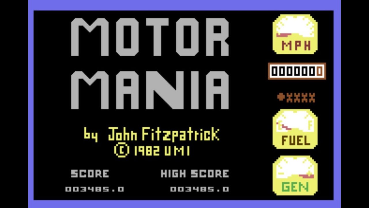 COMMODORE 64 (C64) # MOTOR MANIA (AUDIOGENIC SOFTWARE LTD. , 1983.) # 3.485 PTS. #out - YouTube