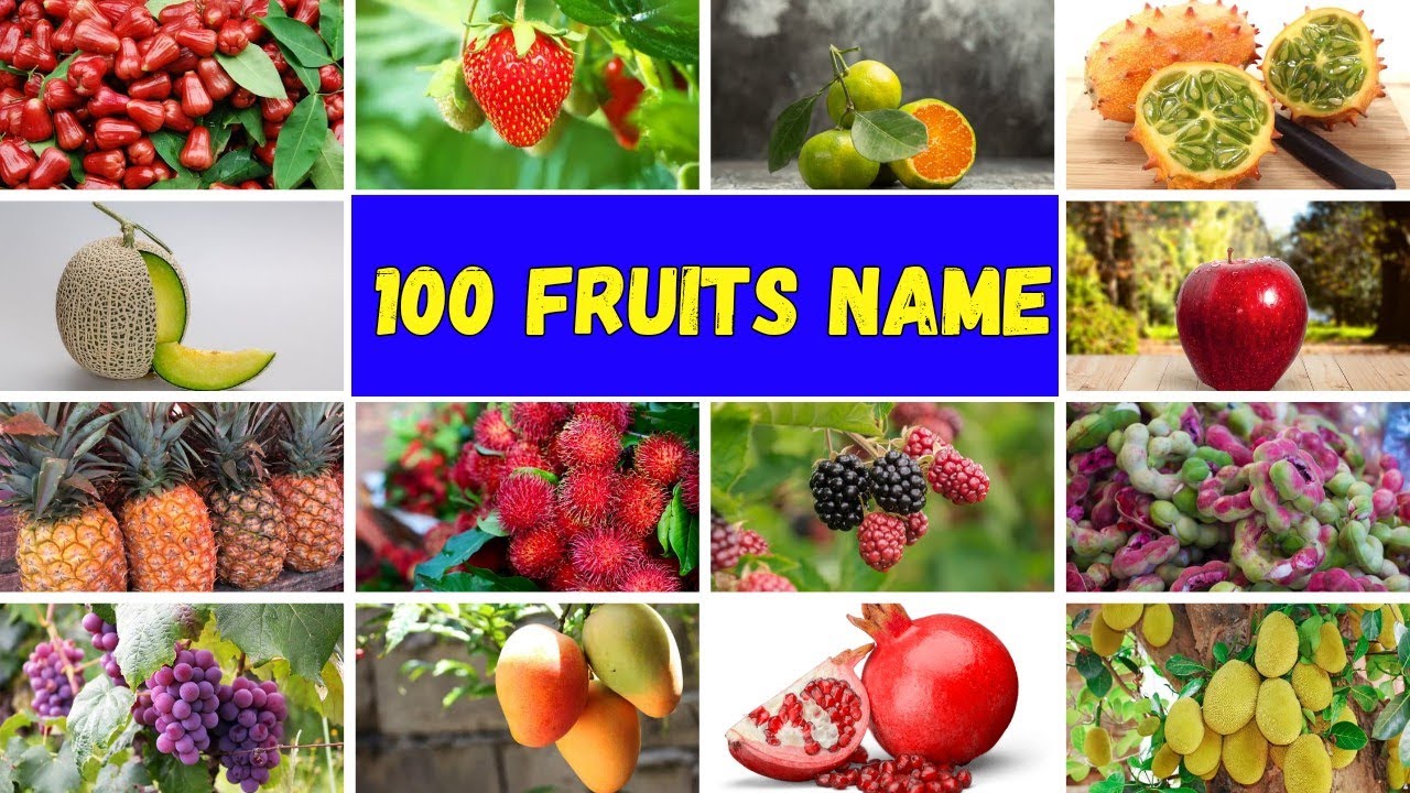 100 Fruits Name | Learn 100 Fruits Name For Kids In English | Fruits ...