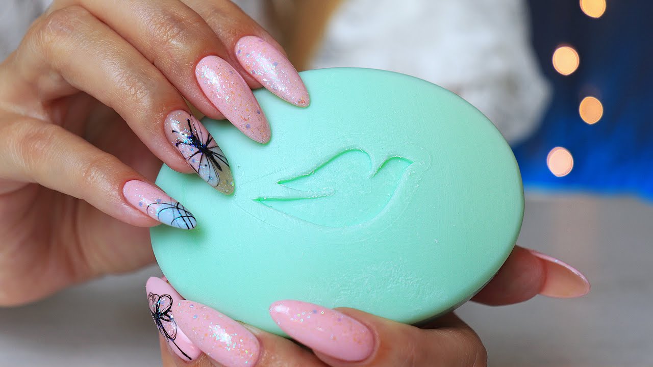 ASMP Soap Scratching Tapping Long nails | SOAP cutting - YouTube