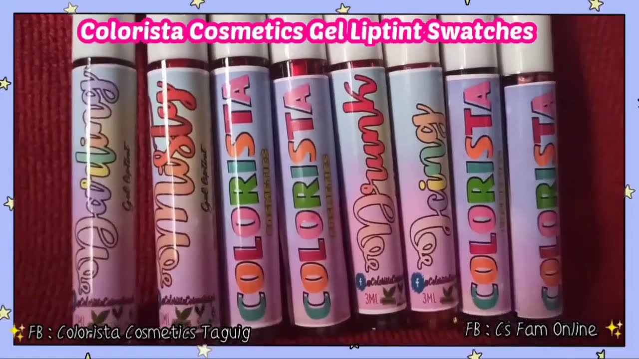 COLORISTA COSMETICS | GEL LIPTINTS | ALL 8 SHADES (SWATCH) - YouTube